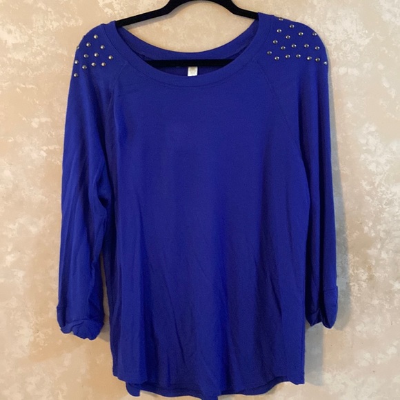 Maria Gabrielle | Tops | Xl Purple Dress Shirt With Studs On Shoulders ...